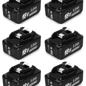 Amityke 6Pack Compatible with Makita18v Battery 5.0Ah, Replacement Battery for Makita with Power Indicator, BMS Safty System-for BL1830B, BL1815, BL1825, BL1835, BL1845