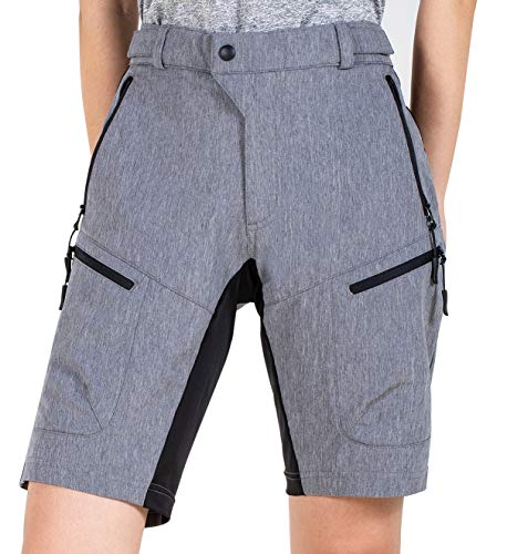 Cycorld Women's-Mountain-Bike-Shorts Baggy-Fashion-Breathable with Zip Pockets（Grey,Small）