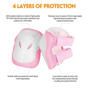 Protective Gear Set for Kids Knee Pads Elbow Pads Wrist Guards with Adjustable Strap for 3-10 Years 3 in 1 for Cycling/Skateboarding/Inline Skating/Scooter/Roller Skating/BMX Bike Sports …