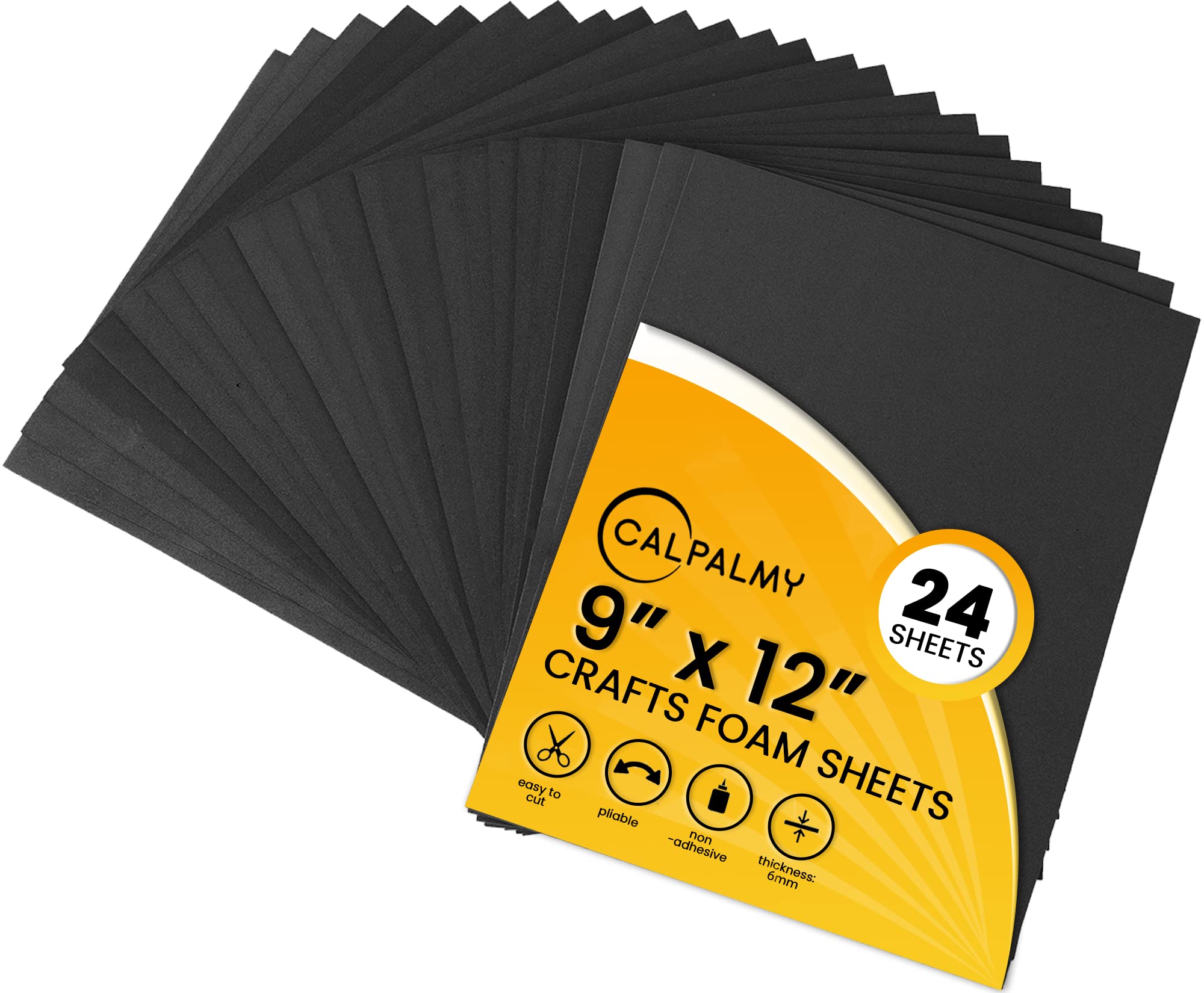 24 Ct Sheets Black EVA Cosplay Foam in 9” x 12’’ Sheets; High Density Thick Foam 85 kg/m³, 6mm (1/4”); Great for Costumes, Props, Armor, Masks, Arts and Crafts Projects