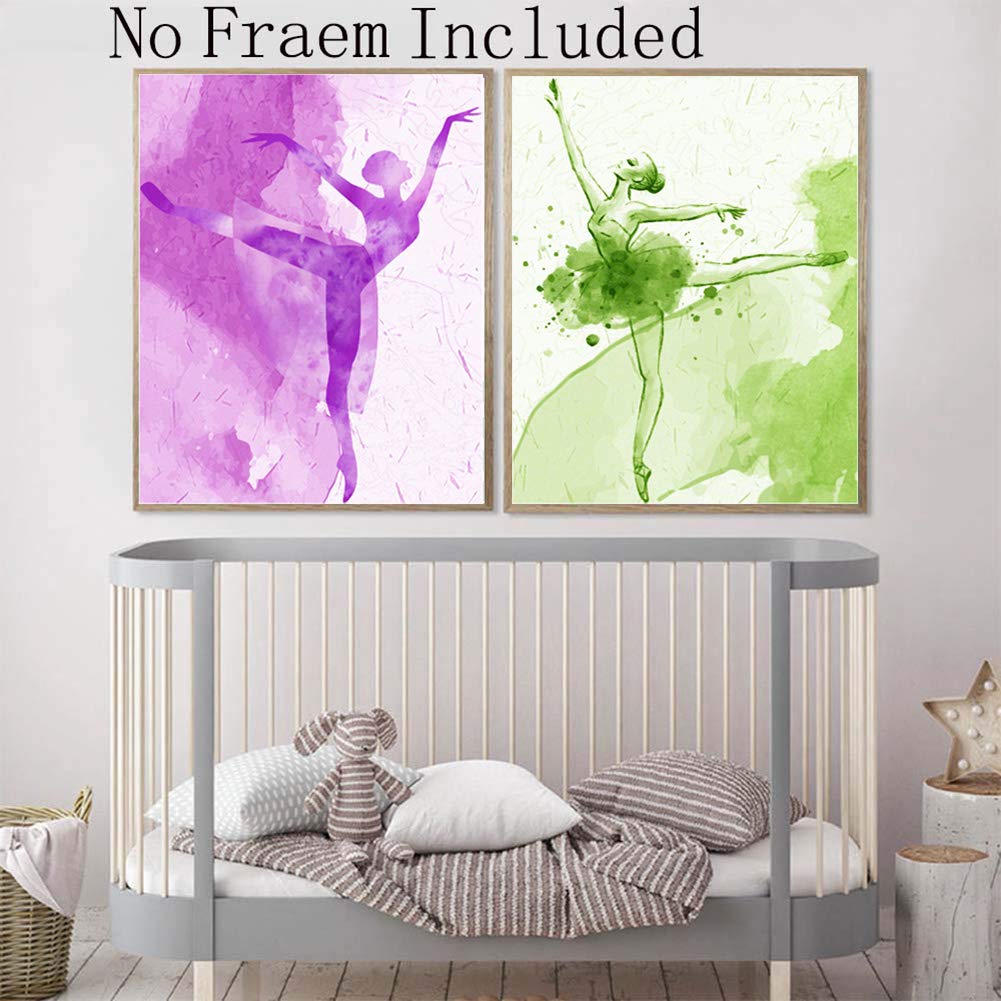 4 Set - Ballet Art Painting Elegant Dancing Canvas Art Pictures - Ballerina Print Ballet Dancer Collection Poster - Fashion Women or Girl Bedroom Dance room Home Decor Gift - No Frame,8"x10"