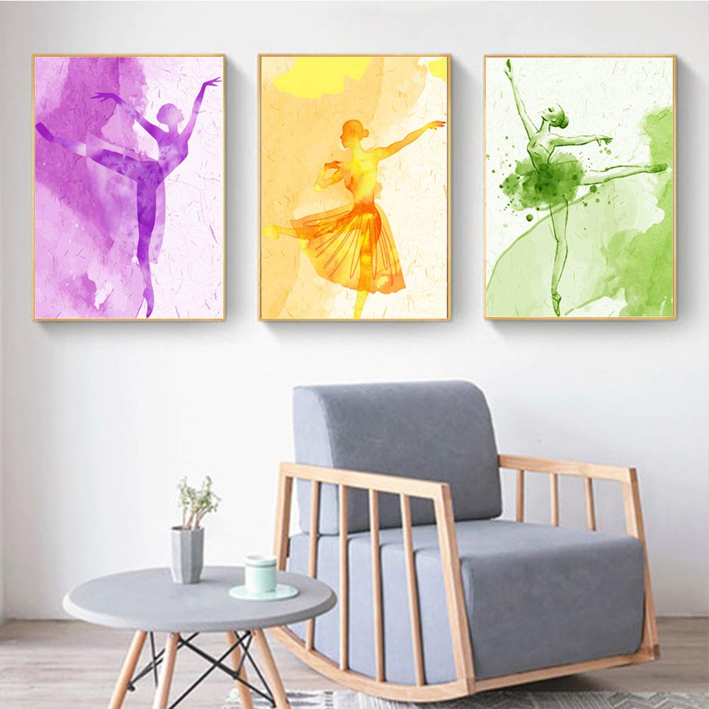 4 Set - Ballet Art Painting Elegant Dancing Canvas Art Pictures - Ballerina Print Ballet Dancer Collection Poster - Fashion Women or Girl Bedroom Dance room Home Decor Gift - No Frame,8"x10"