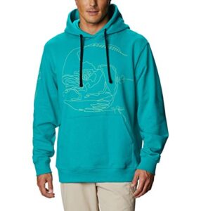 columbia men's pfg running line hoodie, tropic water/lime glow dorado, x-large