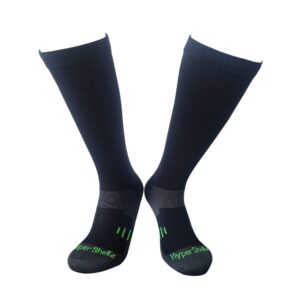 hypershellz waterproof socks for men & women knee high length (black-green, x-large)