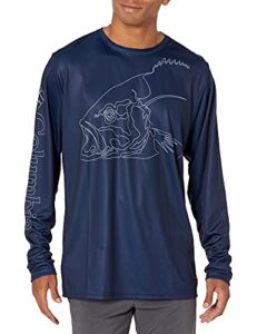 columbia men's terminal tackle pfg running line long sleeve, dolphin/lime glow dorado, large