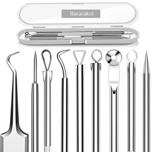 5pcs blackhead remover comedone extractor, curved blackhead tweezers kit, professional stainless pimple acne blemish removal tools kit