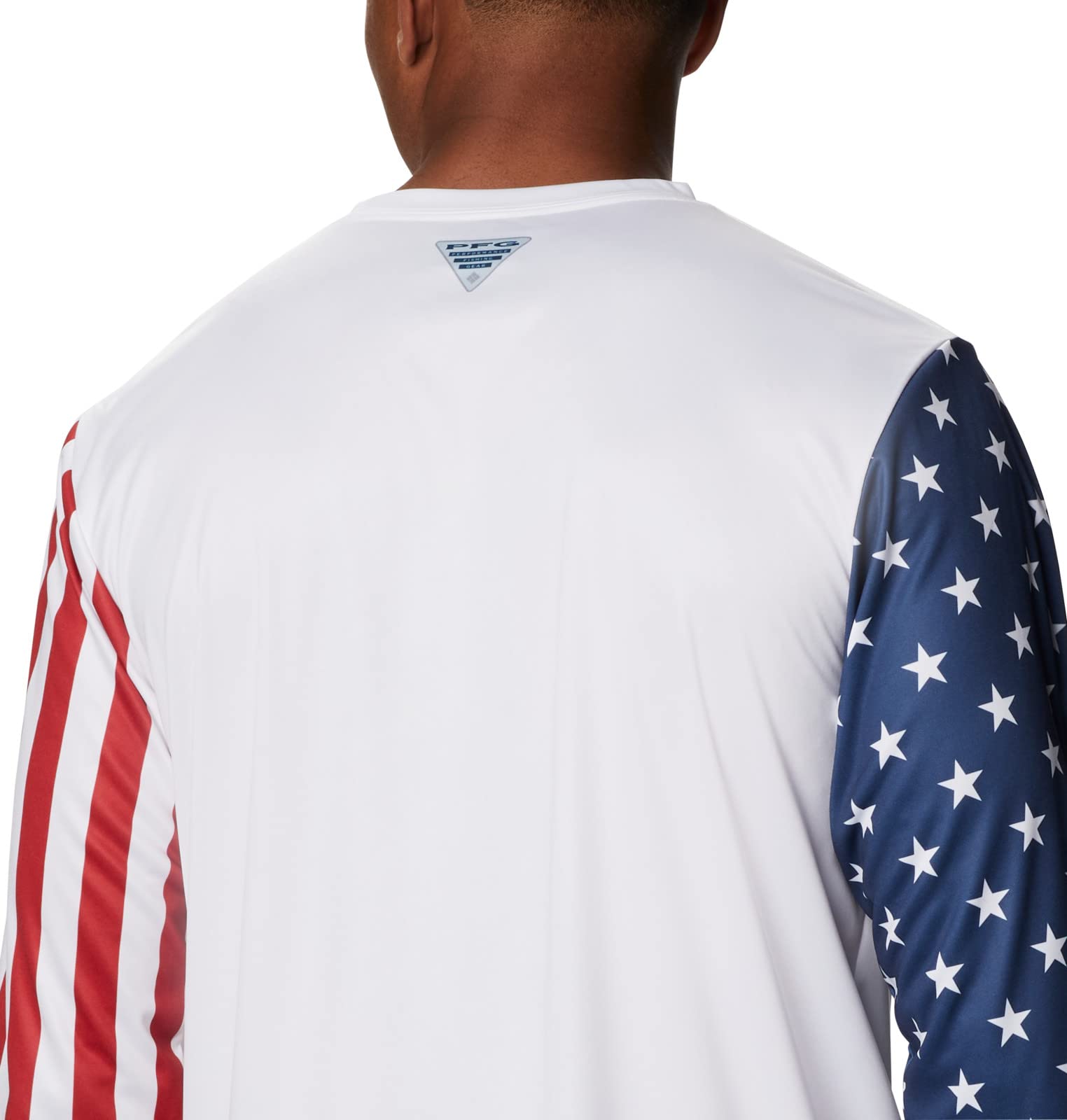 Columbia Men's Terminal Tackle PFG Americana Long Sleeve, White/Carbon/Red Spark, X-Large