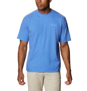 columbia men's pfg carey chen graphic short sleeve, vivid blue/offshore slam, small