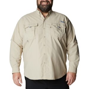 Columbia Men's PFG Bahama II Long Sleeve Shirt, Breathable, UV Protection, Fossil/Realtree Edge, Large