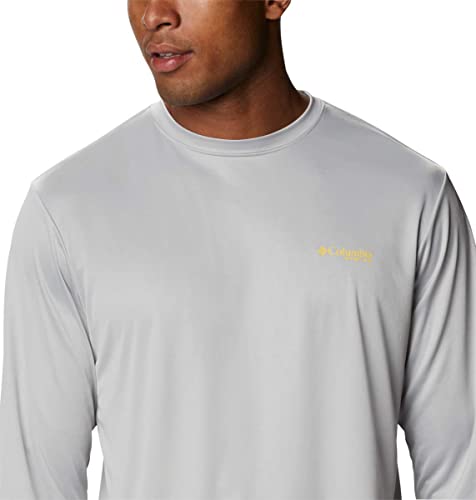 Columbia Men’s PFG Terminal Tackle Destination Long Sleeve, Sun Protection, White/Texas, Large