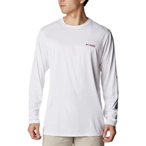 Columbia Men’s PFG Terminal Tackle Destination Long Sleeve, Sun Protection, White/Texas, Large