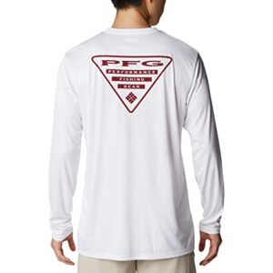 Columbia Men’s PFG Terminal Tackle Destination Long Sleeve, Sun Protection, White/Texas, Large