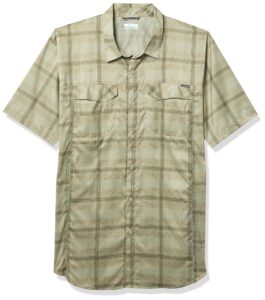 columbia men's silver ridge lite short sleeve, safari large plaid, medium