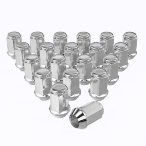 ezisoe 20pcs chrome lug nuts 1/2 x 20, wheel lug nuts closed bulge acorn spline 1.38" tall 19mm hex aftermarket tuner for bronco mustang ranger yj tj kj kk zj wj wk xk mj xj