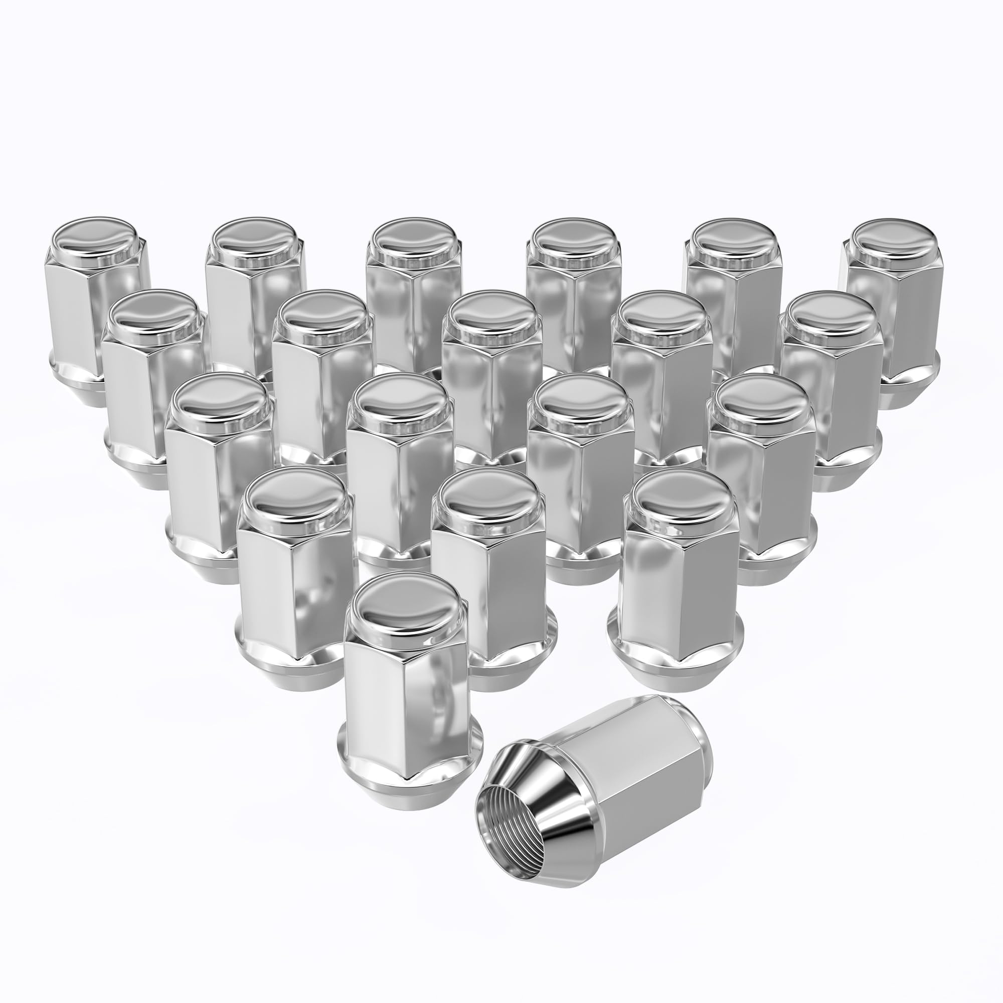 EZISOE 20PCS Chrome Lug Nuts 1/2 x 20, Wheel Lug Nuts Closed Bulge Acorn Spline 1.38" Tall 19mm Hex Aftermarket Tuner for Bronco Mustang Ranger YJ TJ KJ KK ZJ WJ WK XK MJ XJ