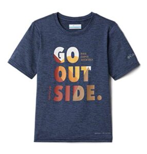 columbia youth boys ranger lake graphic short sleeve tee, collegiate navy/outsiders, x-large