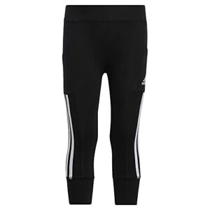 adidas girls Stripe Jogger 7/8" Tights Leggings, Black, X-Large Slim US