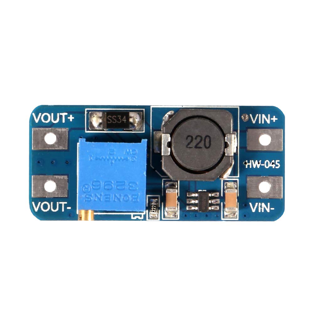 Dorhea MT3608 DC-DC Step Up Boost Power Converter 2A Module Adjustable Step Up Voltage Regulator Board Voltage 2-24V to 5V-28V Output Voltage (Pack of 10)