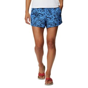 Columbia Women's Pleasant Creek Stretch Short, Harbor Blue Toucanical Tonal Print, Medium