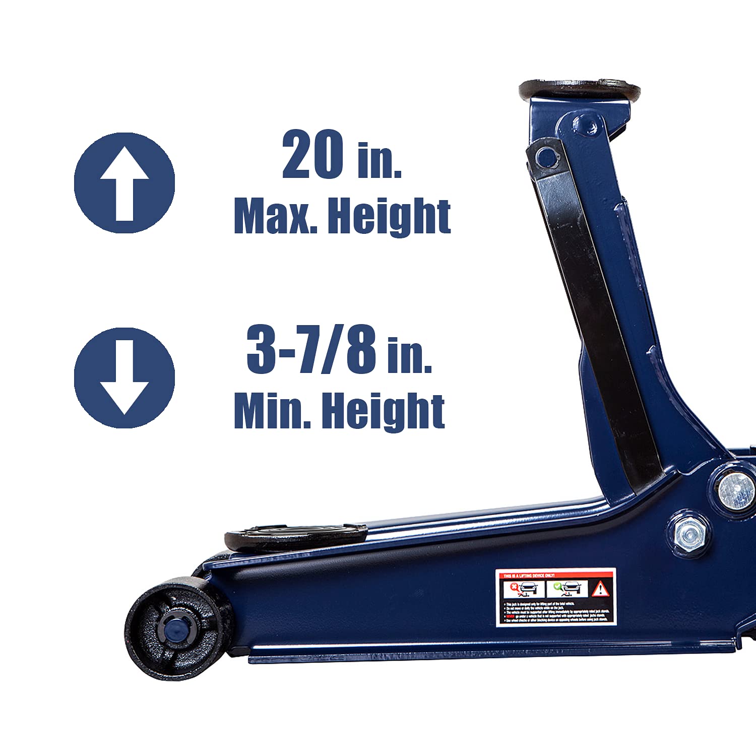 TCE AT84007U Torin Hydraulic Low Profile Service/Floor Jack with Dual Piston Quick Lift Pump, 4 Ton (8,000 lb) Capacity, Blue