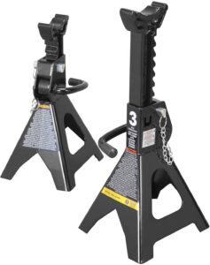 torin 3 ton (6,000 lbs) capacity double locking steel jack stands, 2 pack, black, at43002ab