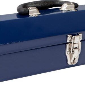 TCE ATB102U Torin 16" Hip Roof Style Portable Steel Tool Box with Metal Latch Closure, Blue