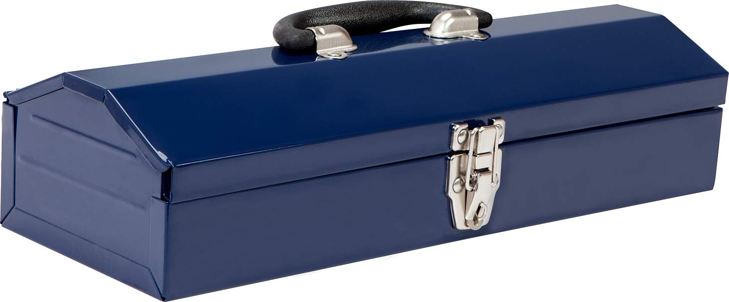 TCE ATB102U Torin 16" Hip Roof Style Portable Steel Tool Box with Metal Latch Closure, Blue