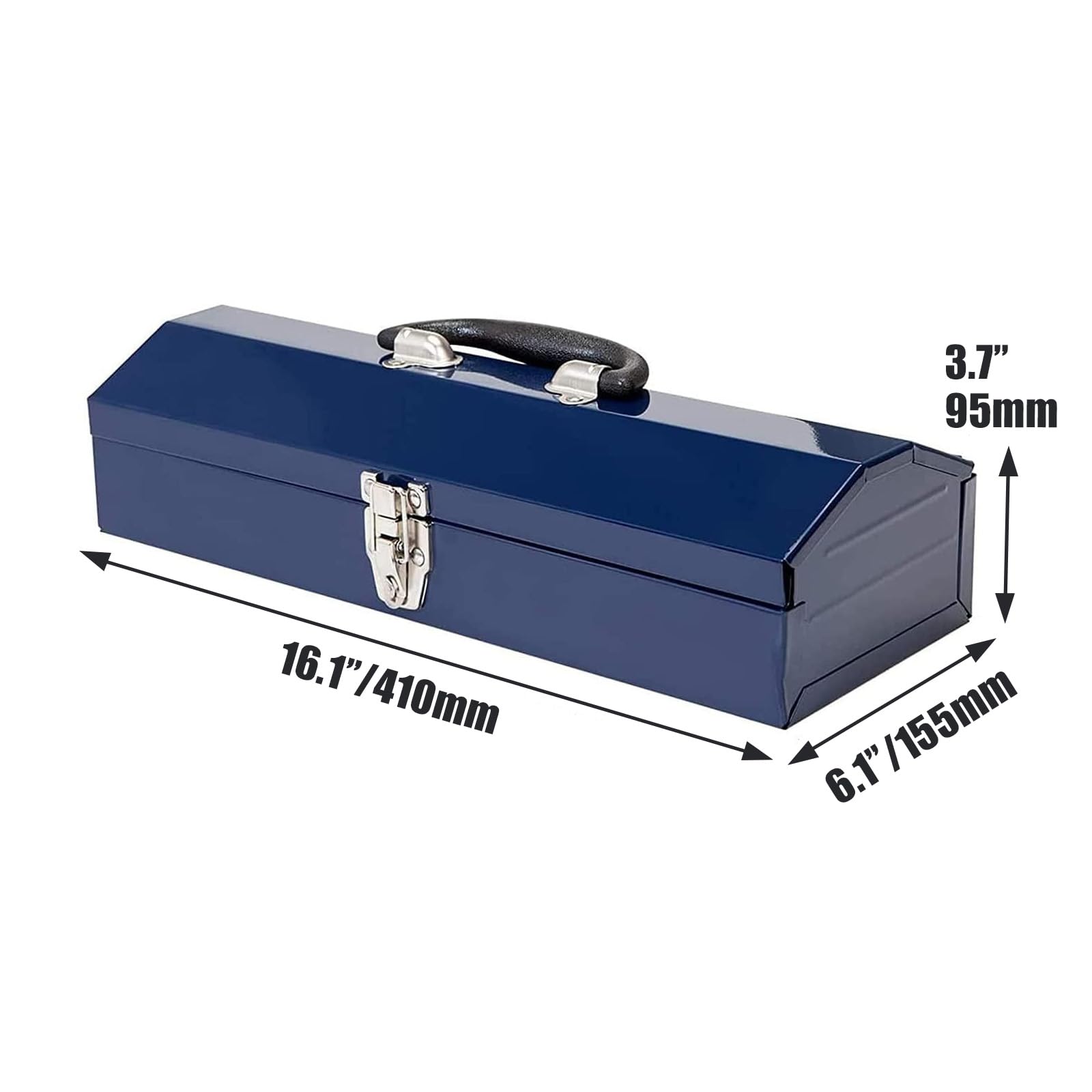 TCE ATB102U Torin 16" Hip Roof Style Portable Steel Tool Box with Metal Latch Closure, Blue