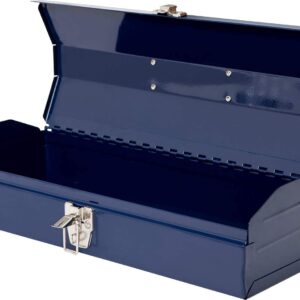 TCE ATB102U Torin 16" Hip Roof Style Portable Steel Tool Box with Metal Latch Closure, Blue