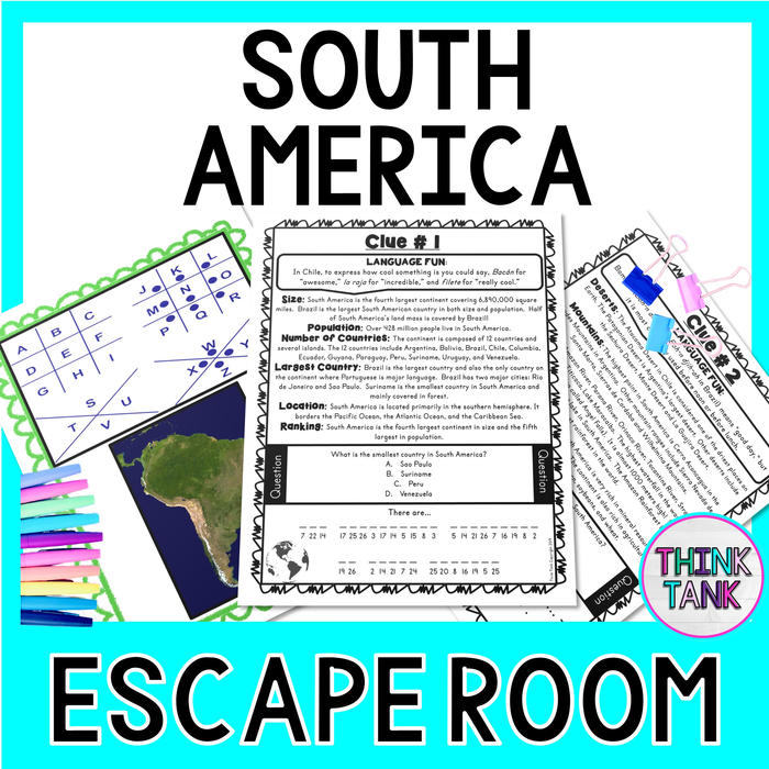 South America Escape Room - Geography Activity