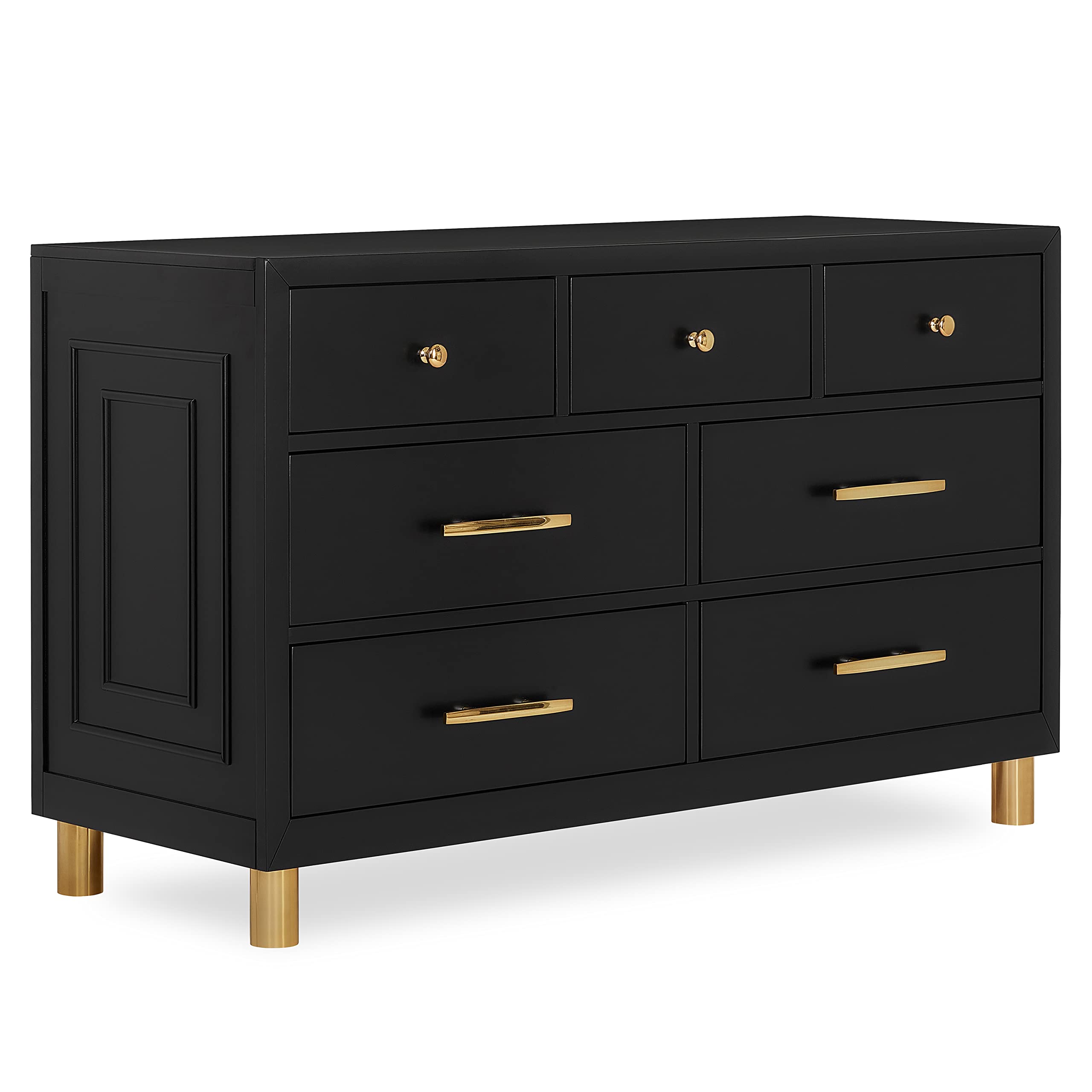 Evolur Loft Art Deco Double Dresser, Black, 54.00″ L x 18.00″ W x 33.00″ H