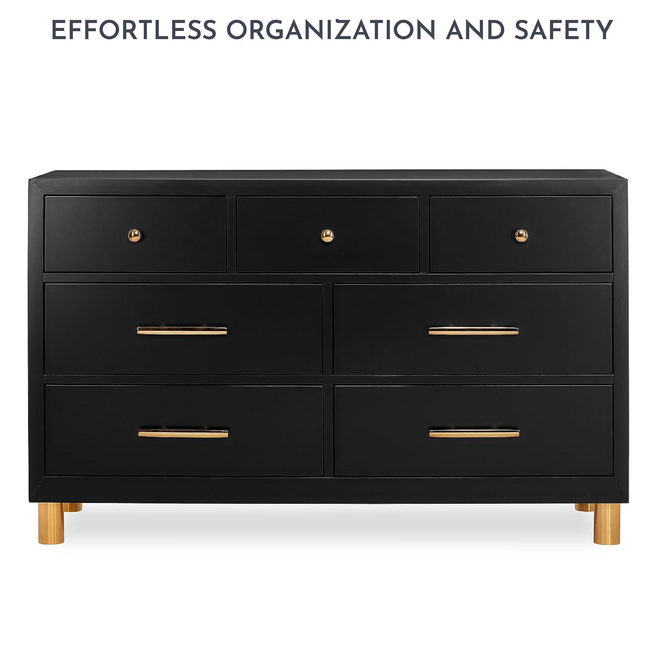 Evolur Loft Art Deco Double Dresser, Black, 54.00″ L x 18.00″ W x 33.00″ H