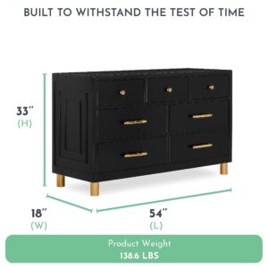 Evolur Loft Art Deco Double Dresser, Black, 54.00″ L x 18.00″ W x 33.00″ H