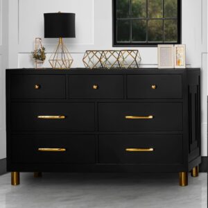 Evolur Loft Art Deco Double Dresser, Black, 54.00″ L x 18.00″ W x 33.00″ H