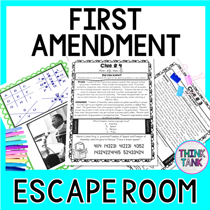 First Amendment Escape Room - Bill of Rights Activity