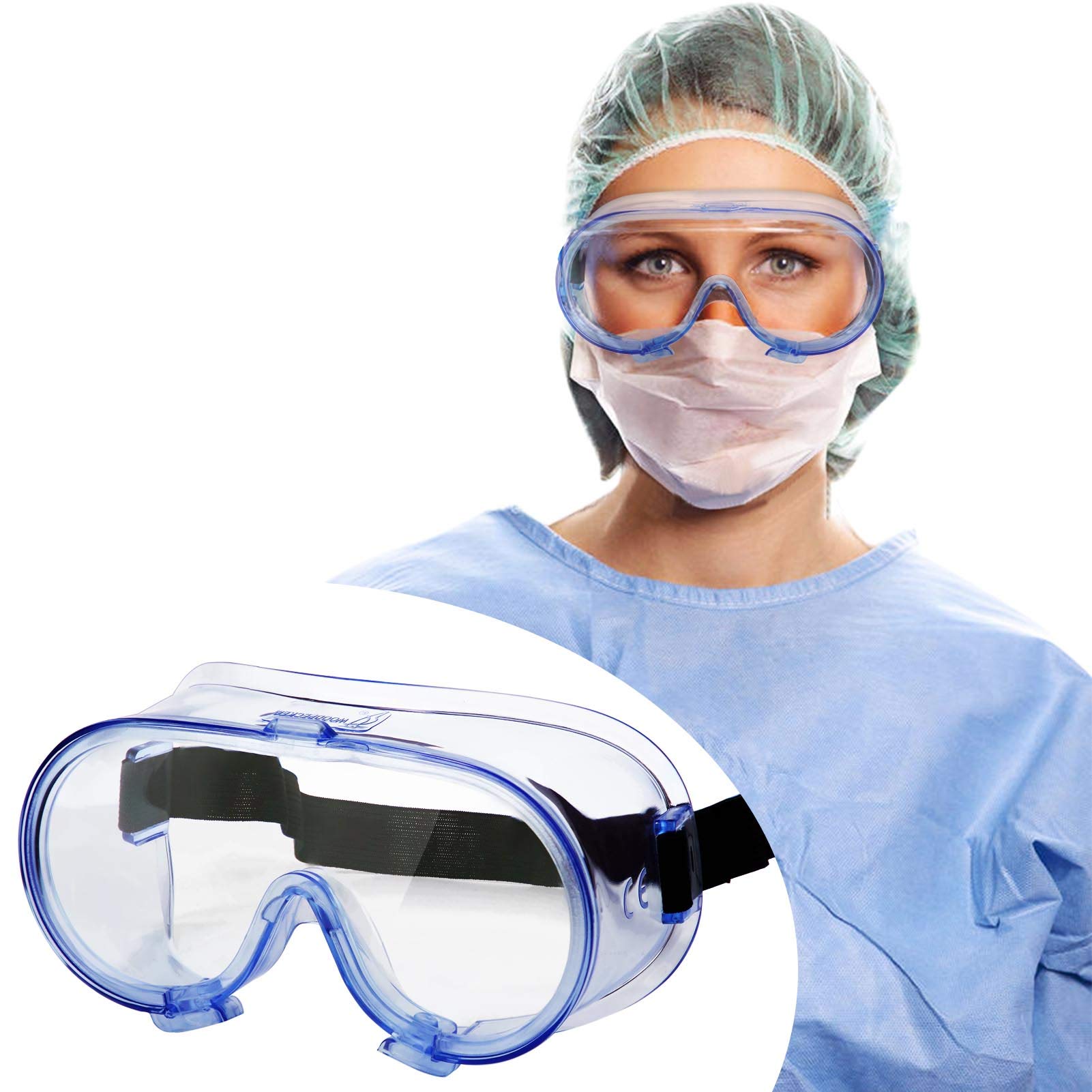 VAKKER Safety Goggles FDA Registered, Z87.1 Safety Glasses Eye Protection-Medical Goggles Fit Over Eyeglasses-Unisex Ultra Clear Protective Glasses Protective Eyewear-Lab Goggles Medical Protection