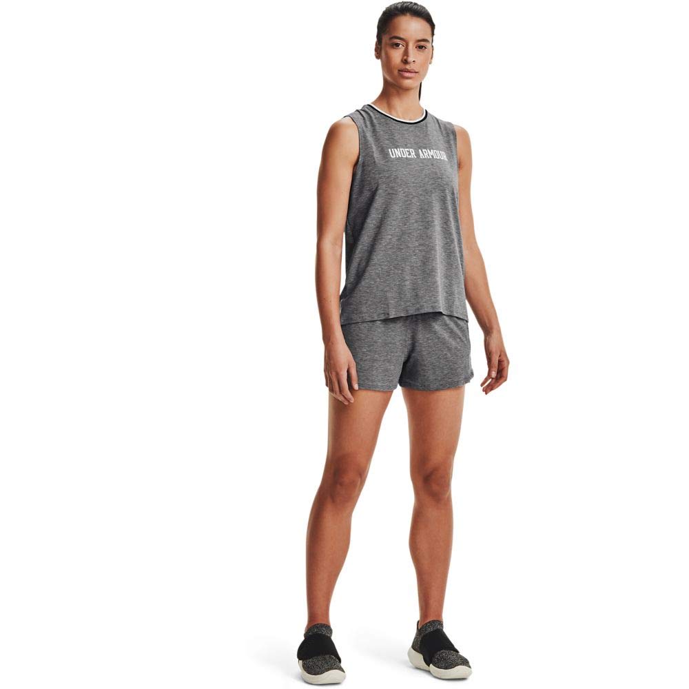 Under Armour Recovery Sleepwear Tank, Black Fade Heather (001)/Metallic Silver, XX-Large