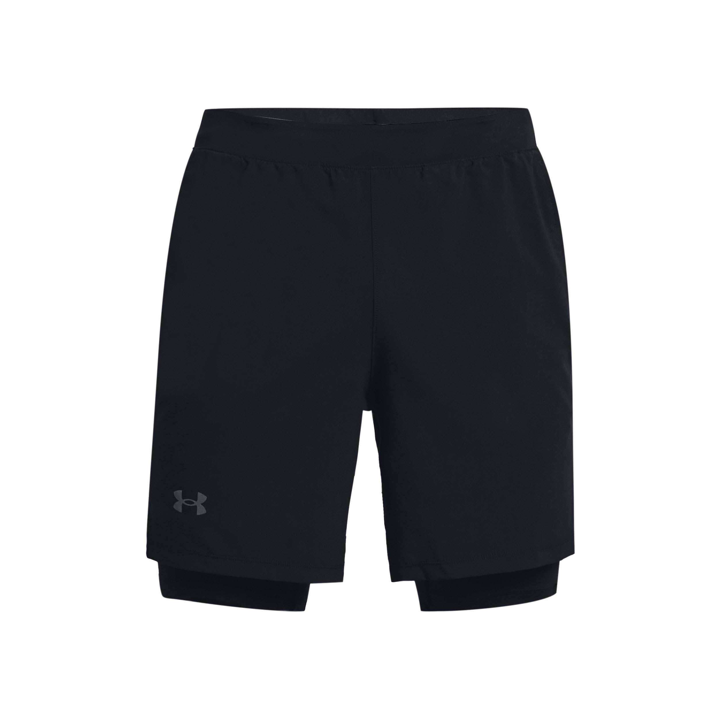 Under Armour Men's Launch Run 7-Inch 2-in-1 Shorts , Black (001)/Reflective , Large