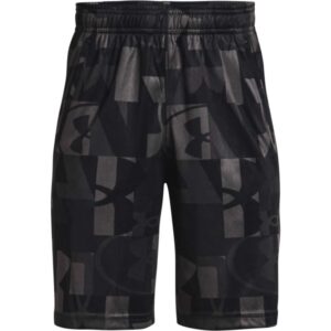 under armour kids boys' renegade 3.0 printed shorts, black/white, md (10-12 big kids)