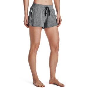 under armour recover sleep shorts, black fade heather (001)/metallic silver, medium