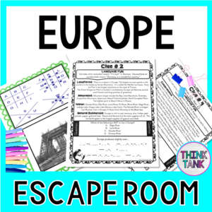 europe escape room - geography activity