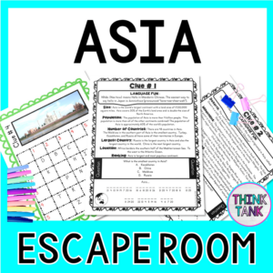 asia escape room - geography activity