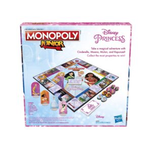 Monopoly Hasbro Gaming Junior: Disney Princess Edition Board Game for Kids Ages 5 and Up, Play as Moana, Rapunzel, Mulan, or Cinderella (Amazon Exclusive)