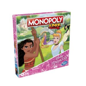 Monopoly Hasbro Gaming Junior: Disney Princess Edition Board Game for Kids Ages 5 and Up, Play as Moana, Rapunzel, Mulan, or Cinderella (Amazon Exclusive)