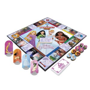 Monopoly Hasbro Gaming Junior: Disney Princess Edition Board Game for Kids Ages 5 and Up, Play as Moana, Rapunzel, Mulan, or Cinderella (Amazon Exclusive)