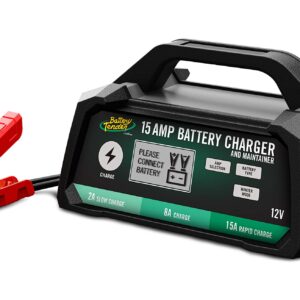 Battery Tender 15 AMP Battery Charger and Maintainer - 12V Switchable 15 AMP / 8 AMP / 2 AMP - Selectable Chemistry Standard AGM Gel - LCD Display - 022-0234-DL-WH