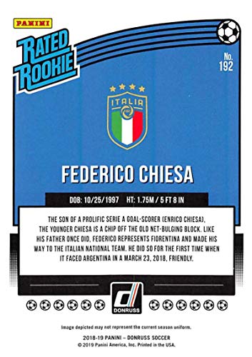 2018-19 Panini Donruss #192 Federico Chiesa Italy Rated Rookie Official Soccer/Futbol Card in Raw (NM or Better) Condition