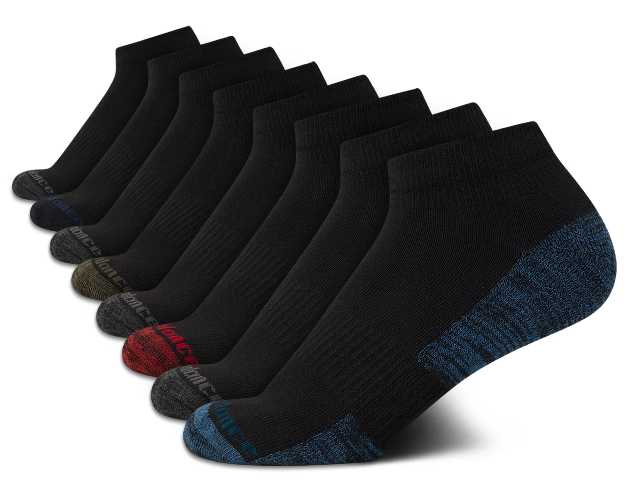 New Balance Boys' Socks - Performance Cushioned Quarter Socks (8 Pack), Size Large, Black