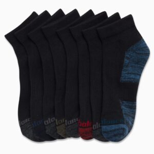 New Balance Boys' Socks - Performance Cushioned Quarter Socks (8 Pack), Size Large, Black