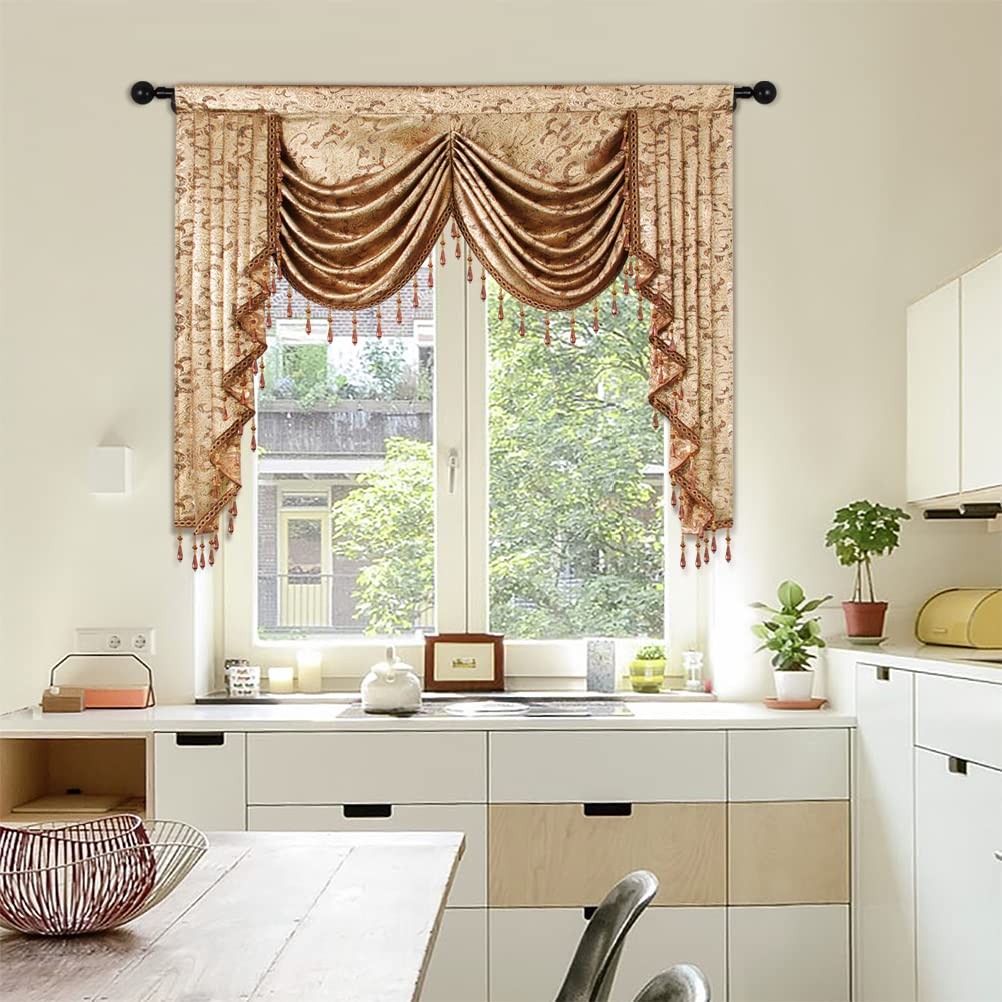 ELKCA European Curtain Valance for Living Room Luxury Window Curtains for Bedroom Swag Valance for Kitchen,Rod Pocket (W59, 1Panel)